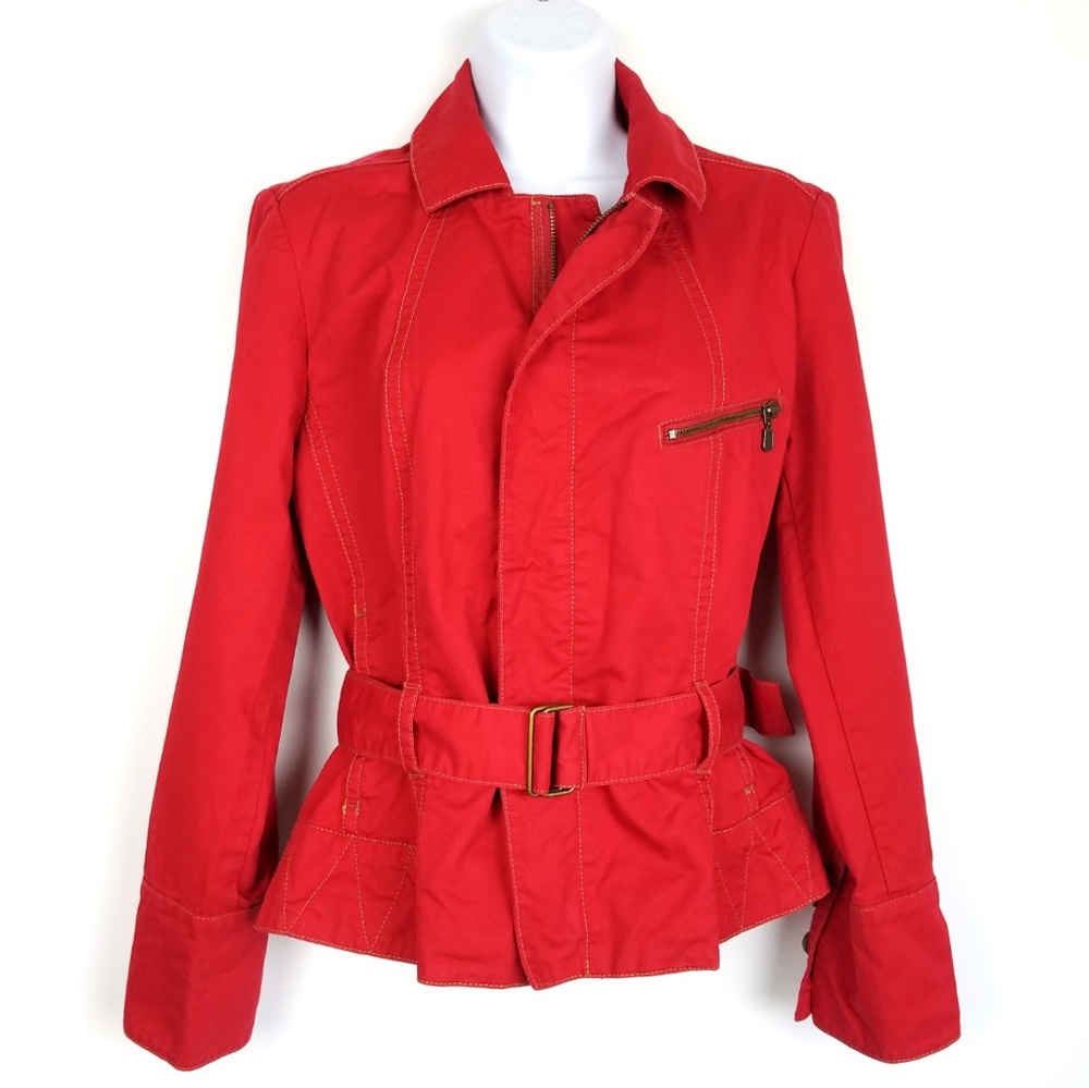 Cabi First Mate Jacket Red Cropped Trench M - Gem
